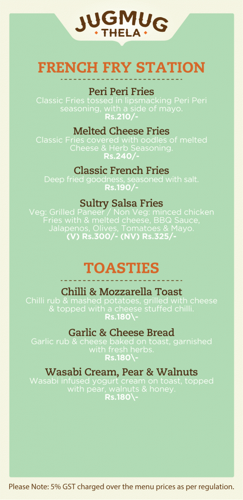 Cafe Menu | Jugmug Thela