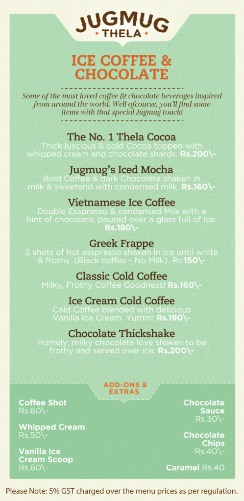 Cafe Menu | Jugmug Thela