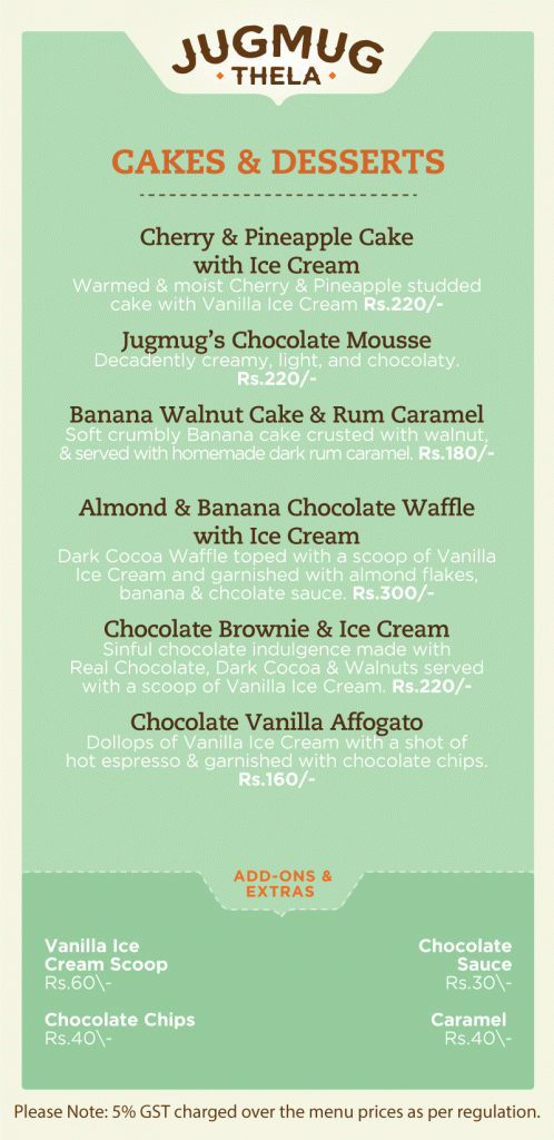 Cafe Menu | Jugmug Thela